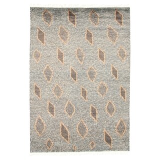 Hand-knotted Marrakech Grey, Blue Wool Rug - 6'1" x 9'1"/6'1 x 9'1 ...