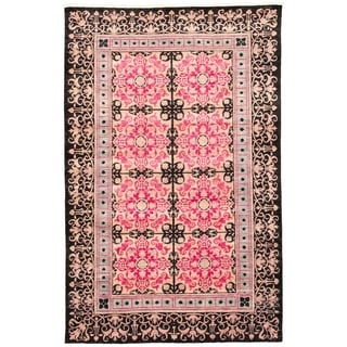 Hand-knotted Signature Collection Black, Pink Wool Rug - 6'1 x 9'7/6'1 ...