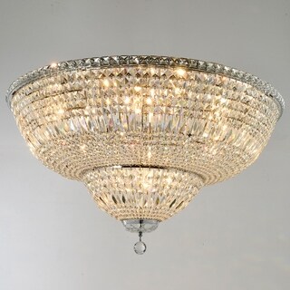 French Empire 16-Light 36 in. Chrome Finish Crystal Flush Mount Ceiling ...