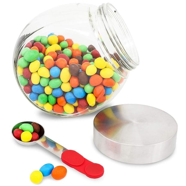 58 Ounce Glass Penny Jar with Scoop for Candy, Dry Goods, and Food ...