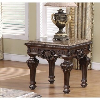 Gracewood Hollow Gloria Cherry and Marble End Table - Bed Bath & Beyond ...