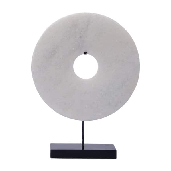 Artissance Jade Disk Statue With Base, 16 Inch Tall, White - 16 inch ...