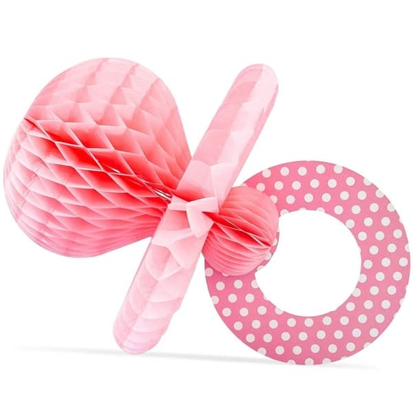 6 Pack Honeycomb Pacifier Centerpiece Baby Girl Shower Party Decor ...