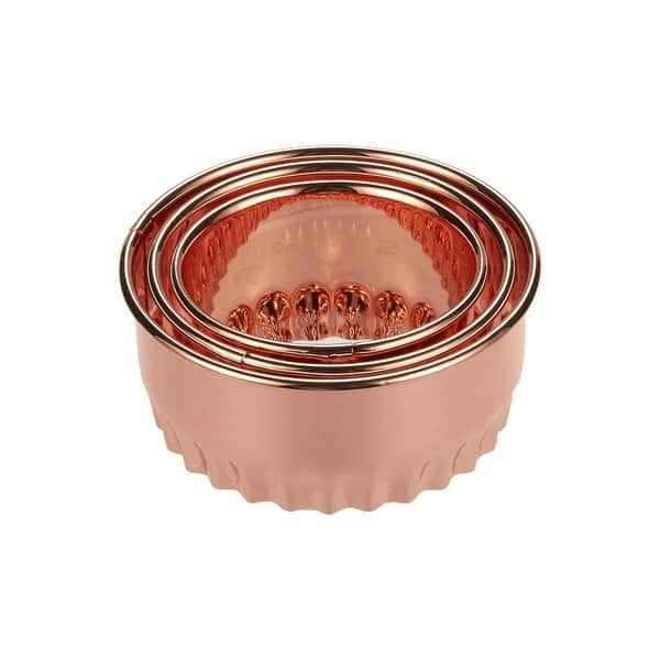 Copper Cookie Cutters Set 3PC Crinkle Fluted Edge for Pastries Baking ...