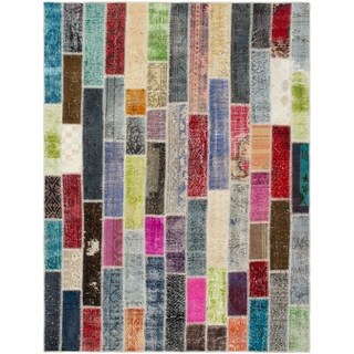 Hand-knotted Color Patchwork Multi Color Wool Rug - 6'0 x 7'10/6'0" x 7 ...