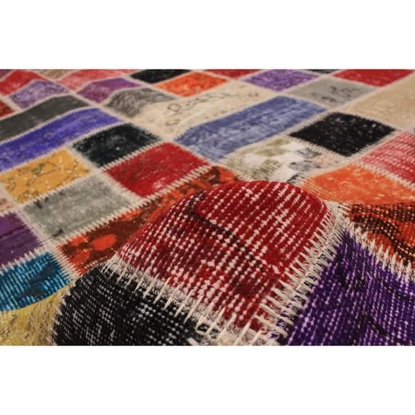 Hand-knotted Color Patchwork Multi Color Wool Rug - 5'7 x 7'9/5'7" x 7 ...
