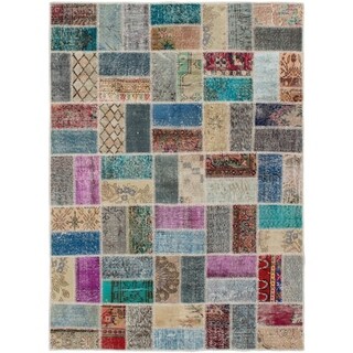 Hand-knotted Color Patchwork Multi Color Wool Rug - Bed Bath & Beyond ...