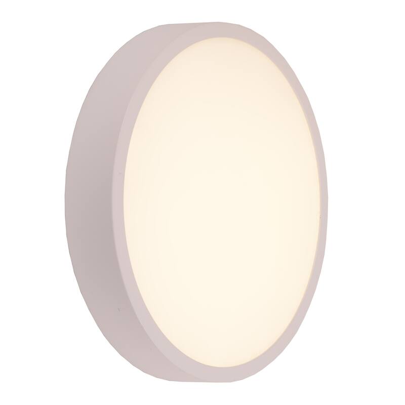 Aperture 24-Watt Matte White LED 3500K Circle Wall Sconce/Ceiling Light 7 in. ADA - Medium Wall ...