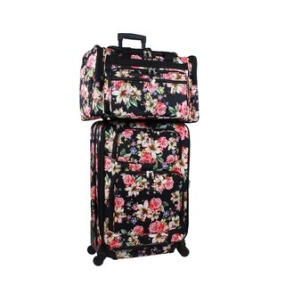 World Traveler Flower Bloom 2-Piece Expandable Spinner Luggage Set ...