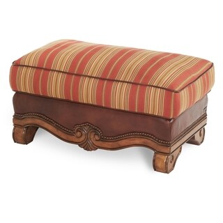 Tuscano Brick Ottoman Wood Trim Leather and Fabric - Bed Bath & Beyond ...