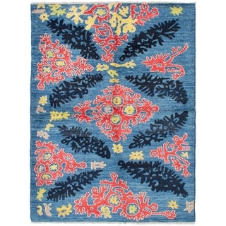 Hand-knotted Shalimar Blue Wool Rug - Bed Bath & Beyond - 30157770