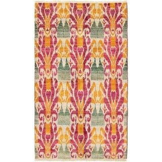 Hand-knotted Shalimar Burgundy, Khaki Wool Rug - 4'9 x 8'1/4'9" x 8'1 ...