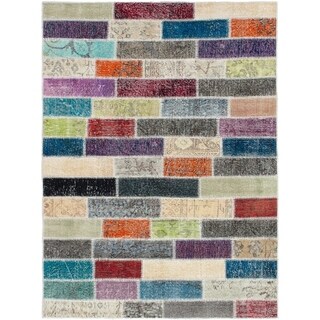 Hand-knotted Color Patchwork Multi Color Wool Rug - Bed Bath & Beyond ...