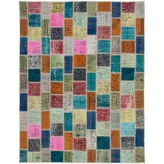 Hand-knotted Color Patchwork Multi Color Wool Rug - 6'0 x 7'10/6'0" x 7 ...