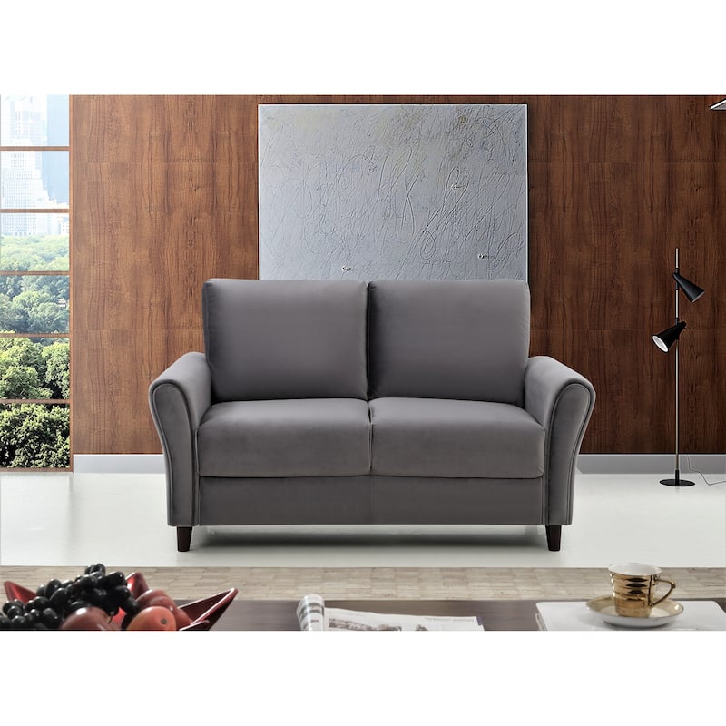 Corel Plush Velvet Loveseat w/ sloped arms - Overstock - 30219870