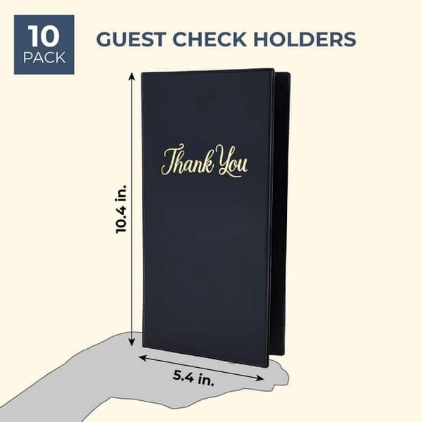10 Restaurant Guest Check Card Holder Presenter Gold Thank You Imprint ...
