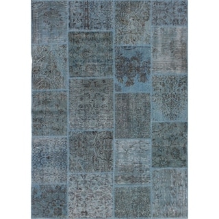 Hand-knotted Color Patchwork I Blue Wool Rug - 5'7 x 7'9 - Bed Bath ...