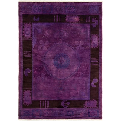 Hand-knotted Vibrance Purple Wool Rug - 6'4" x 8'9"/6'4 x 8'9 ...