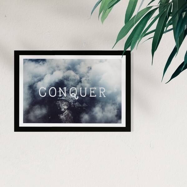 Wynwood Studio Typography and Quotes Framed Wall Art Prints 'Conquer ...