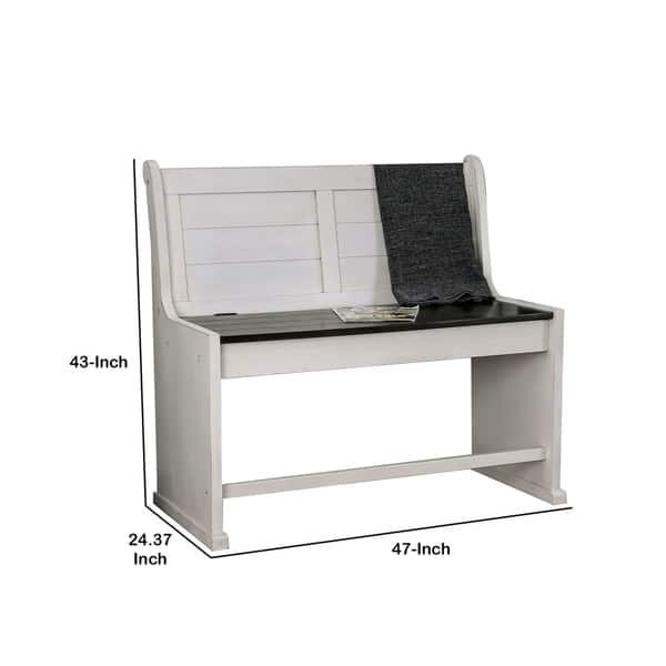 Wooden Counter Height Bench with Lift Top Seat, White and Black - Bed ...