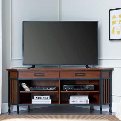 Copper Grove Backan Metal and Wood Corner TV Console - Overstock - 30267827