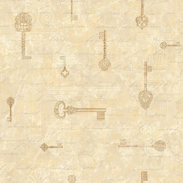 Matte Drake Keys Wallpaper, 27 feet long X 27 inchs Wide, Taupe, Black ...
