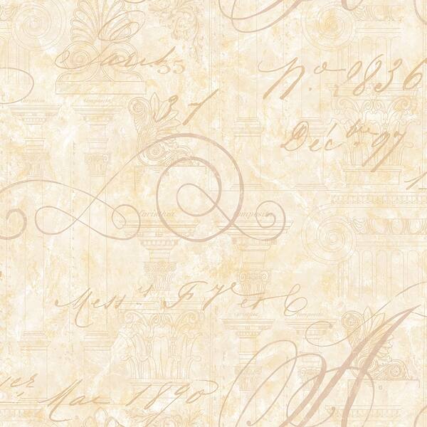Matte Shackleton Script Wallpaper, 27 feet long X 27 inchs Wide, Beige ...
