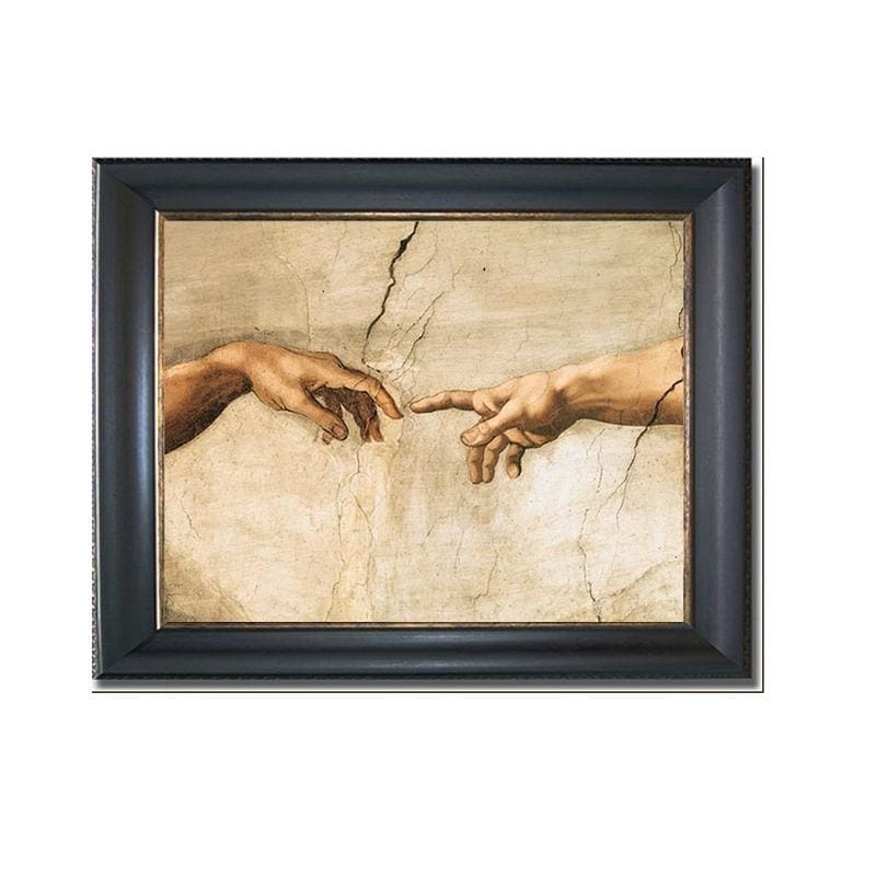 Michelangelo 'Creation of Adam (Detail)' Framed Canvas Art - On Sale ...