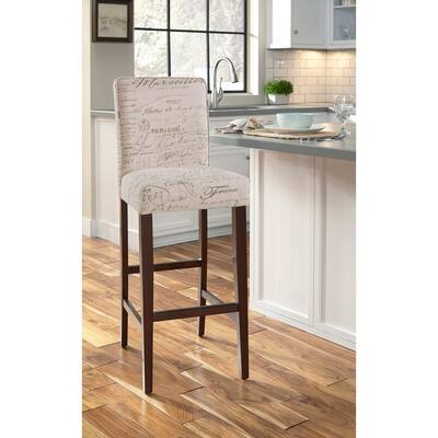 Paris Script 30-inch Upholstered Square Back Bar Stool - Overstock ...