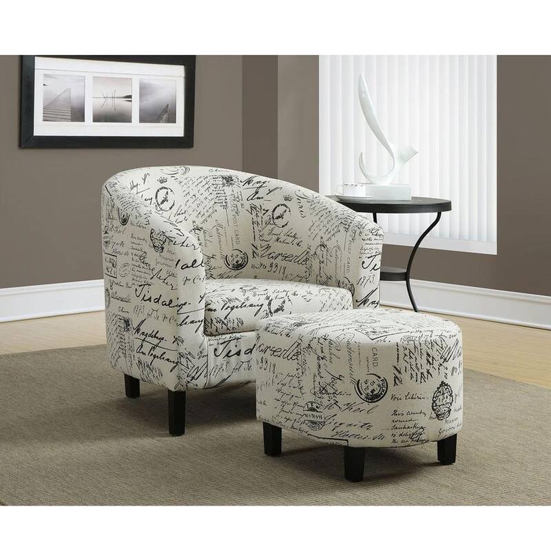 Oaklay Off-White French Script Accent Chair and Ottoman - Overstock ...