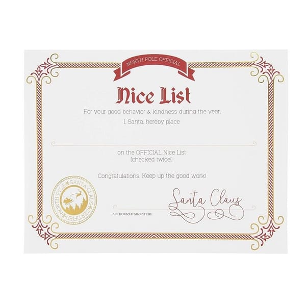 Nice and Naughty List Certificates - 48-Pack Christmas Certificate ...