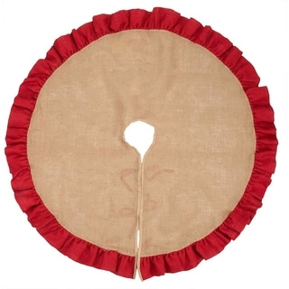 50-Inch Christmas Tree Skirt - with Ruffled Trim Decor, Brown Color and ...