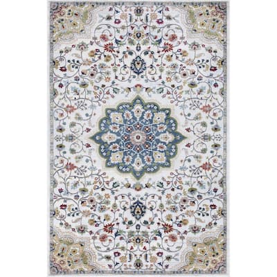Rhapsody Collection Modern Floral Rosette Medallion Area Rug by Mod ...