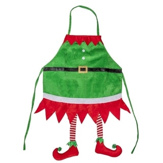 Christmas Holiday Santa Elf Kitchen Chef Apron with Hanging Legs Design ...
