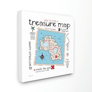 Stupell How to Read Treasure Map, Proudly Made in USA - 24 x 24 - Bed ...
