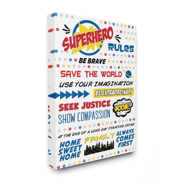 Stupell Comic Book Dots Super Hero Rules Typography, Proudly Made in ...