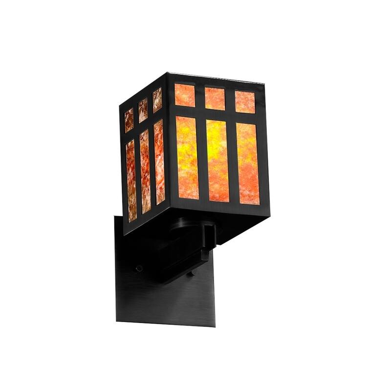 Windows Prairie Window 1-light Matte Black Wall Sconce, Mica Shade ...