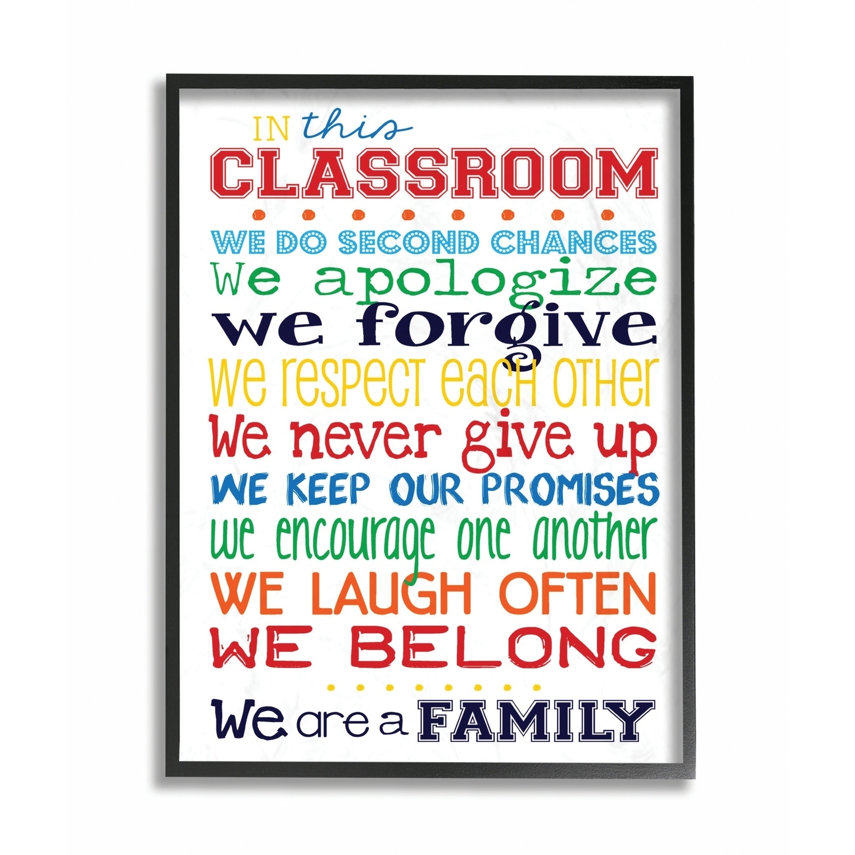 Stupell Classroom Rules Colorful Alphabet Black Framed, 24 x 30, Design ...