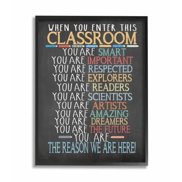 Stupell Classroom Rules Rainbow Chalk Black Framed, 24 x 30, Design By ...
