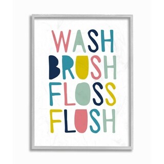 The Kids Room by Stupell Wash Brush Floss Flush Typography Grey Framed ...