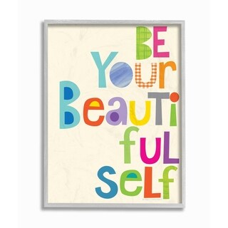 Stupell Be Your Beautiful Self Patchwork Grey Framed, 16 x 20, Design ...