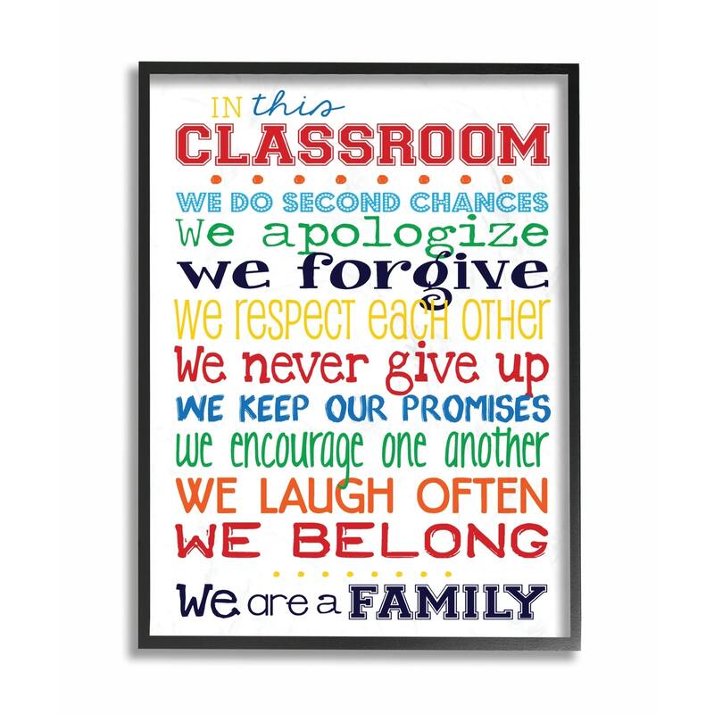 Stupell In This Classroom Rules Typography Art Black Framed, 24 x 30 ...