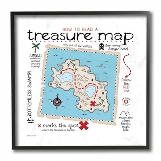 Stupell How to Read Treasure Map Black Framed, 12 x 12, Design By ...