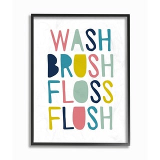 The Kids Room by Stupell Wash Brush Floss Flush Typography Black Framed ...
