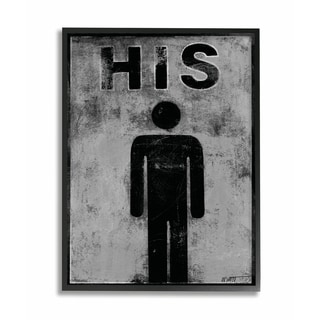 Stupell His Distressed Bathroom Sign Black Framed, 11 x 14, Design By ...