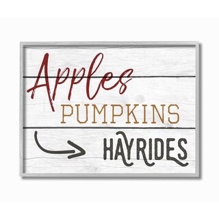 Stupell Apples Pumpkins Hayrides Vintage Sign Grey Framed, 16 x 20 ...