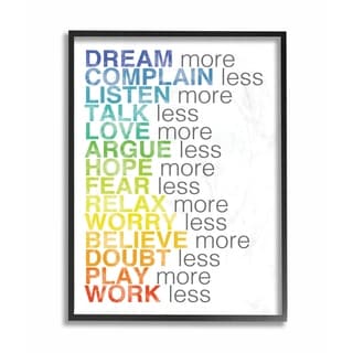 Stupell Dream More Typography Black Framed, 24 x 30, Design By Artist ...