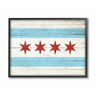 Stupell Industries Chicago Flag Distressed Wood Look Black Framed, 24 x ...