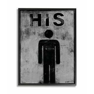 Stupell His Distressed Bathroom Sign Black Framed, 24 x 30, Design By ...