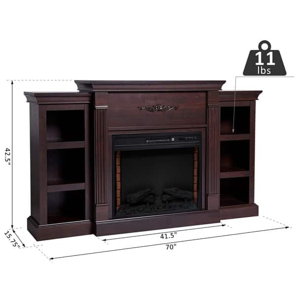 HOMCOM Electric Freestanding Fireplace 1400W Artificial Flame Effect ...